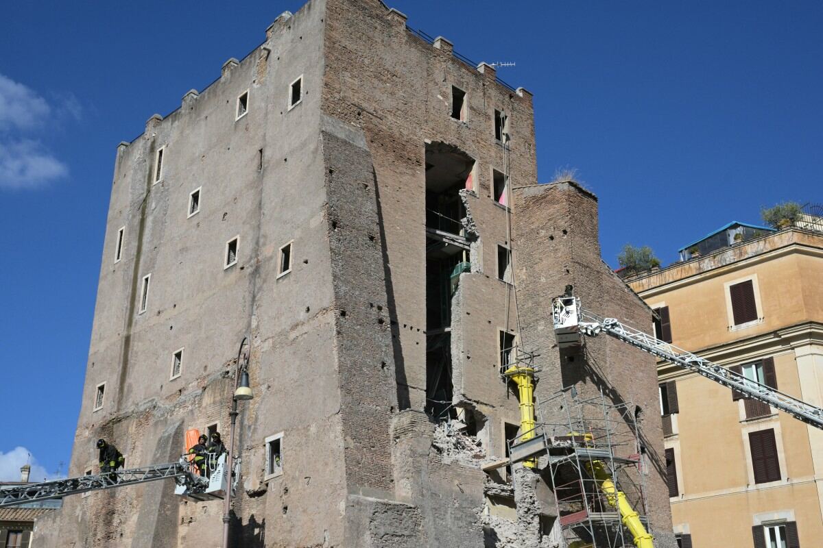 Medieval-Era Tower Partially Collapses In Rome
